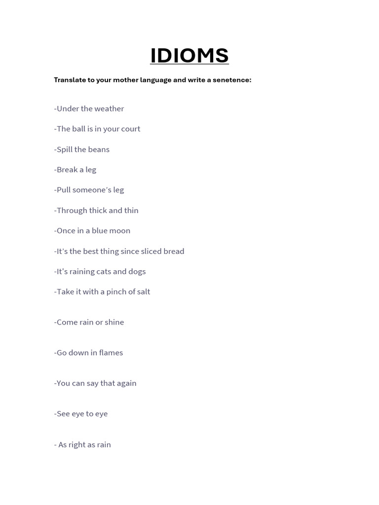 Translate and Use Common Idioms | PDF