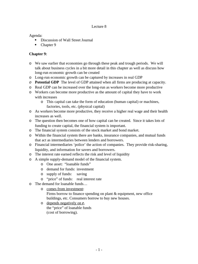 Lecture8 Macroeconomics Scheiding | PDF | Saving | Interest