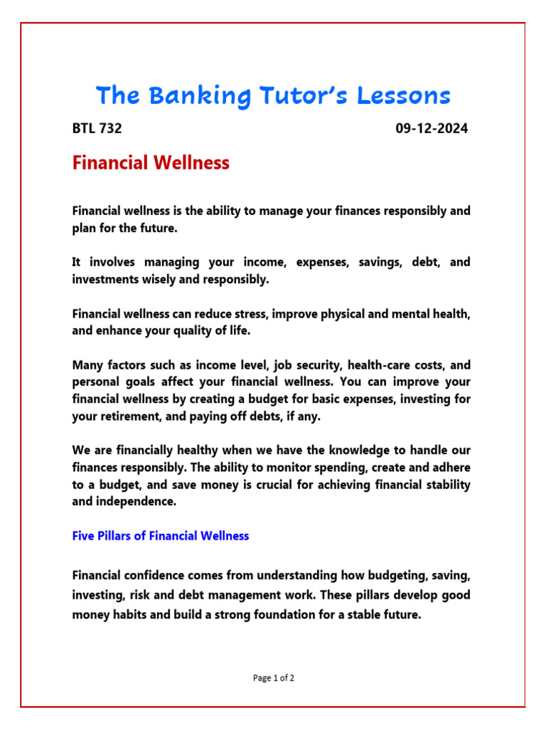 BTL - 732 - Financial Wellness | PDF