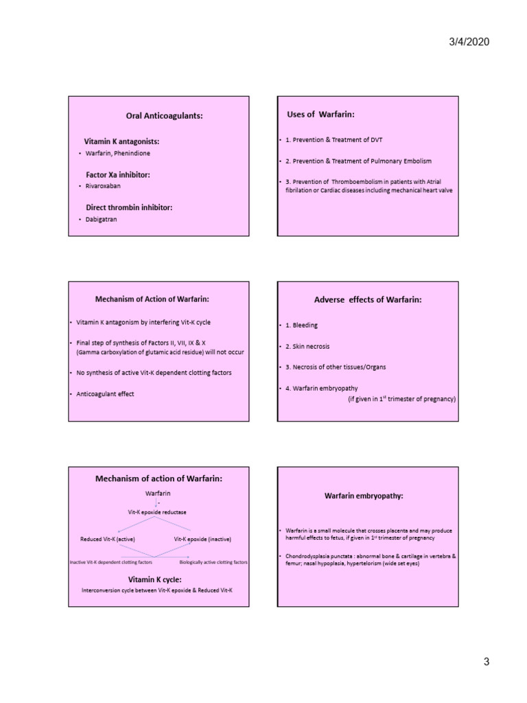Overview of Anticoagulants and Their Uses | PDF | Coagulation | Thrombosis