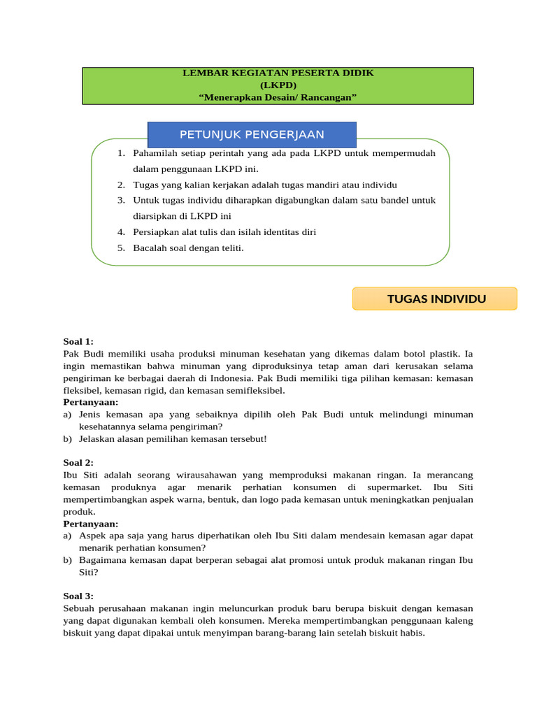 LKPD Desain - Rancangan | PDF