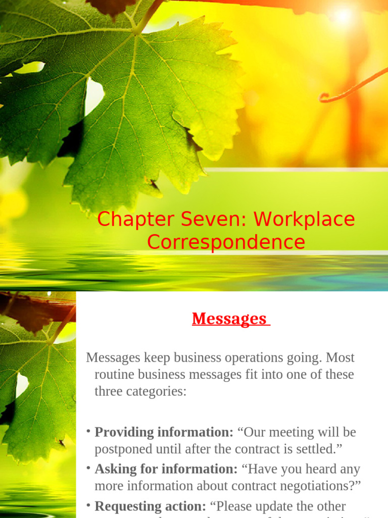 CH7- Workplace Correspondence ppt | PDF | Communication | Human Communication