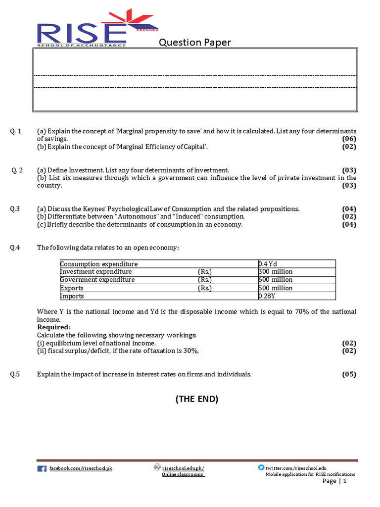 Test_8_(Economics)(1) | PDF | Consumption (Economics) | Government ...