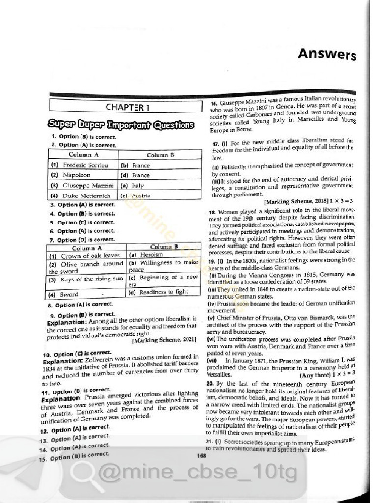 SST Hustle Answer Sheet by @mine - Cbse - 10tg | PDF