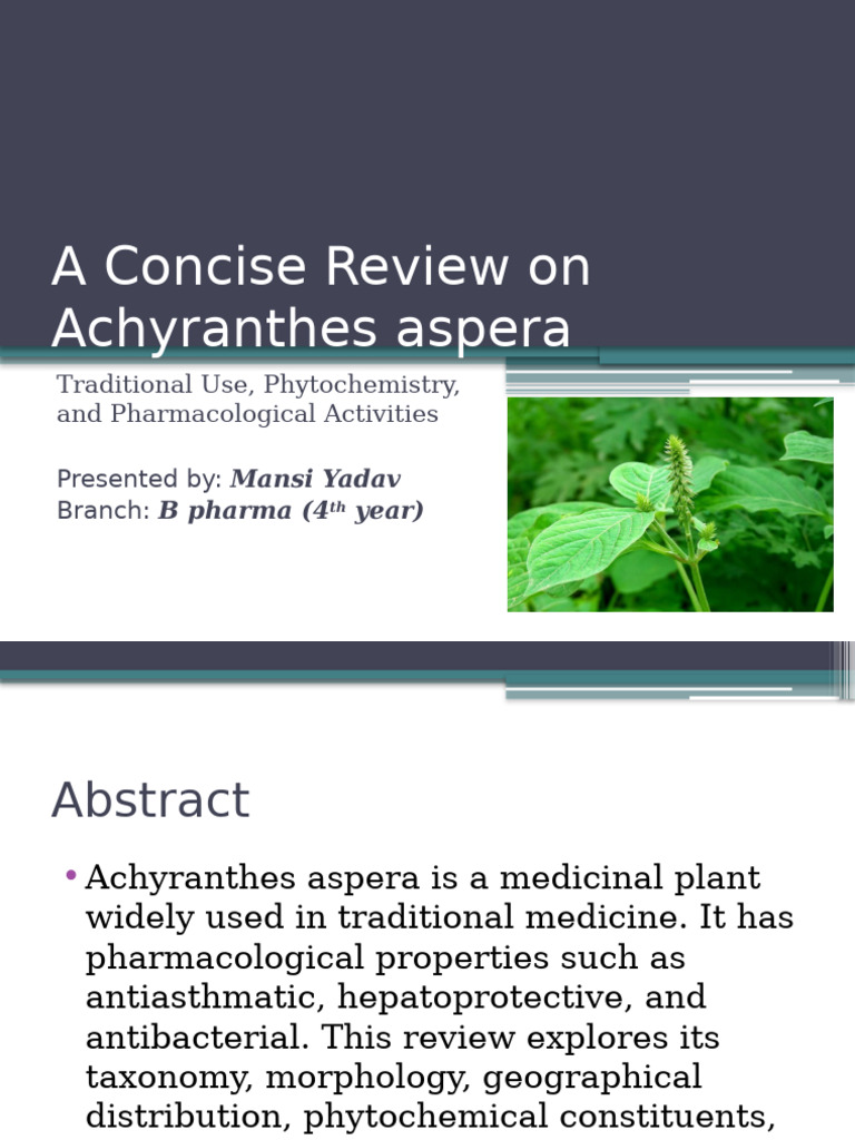 Achyranthes Aspera Presentation | PDF