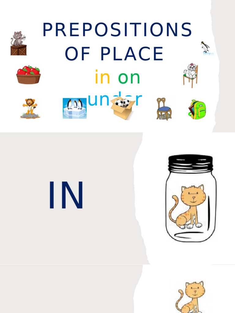 Prepositions of Place in on Under 140156 | PDF