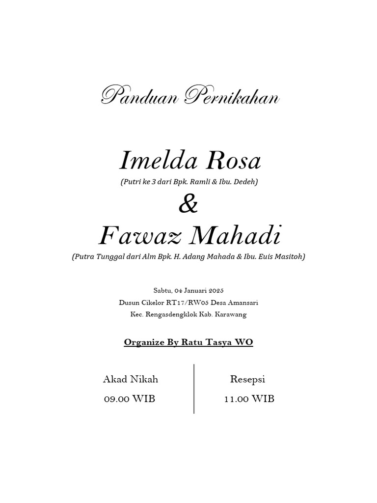Rundown Wedding Organizer | PDF