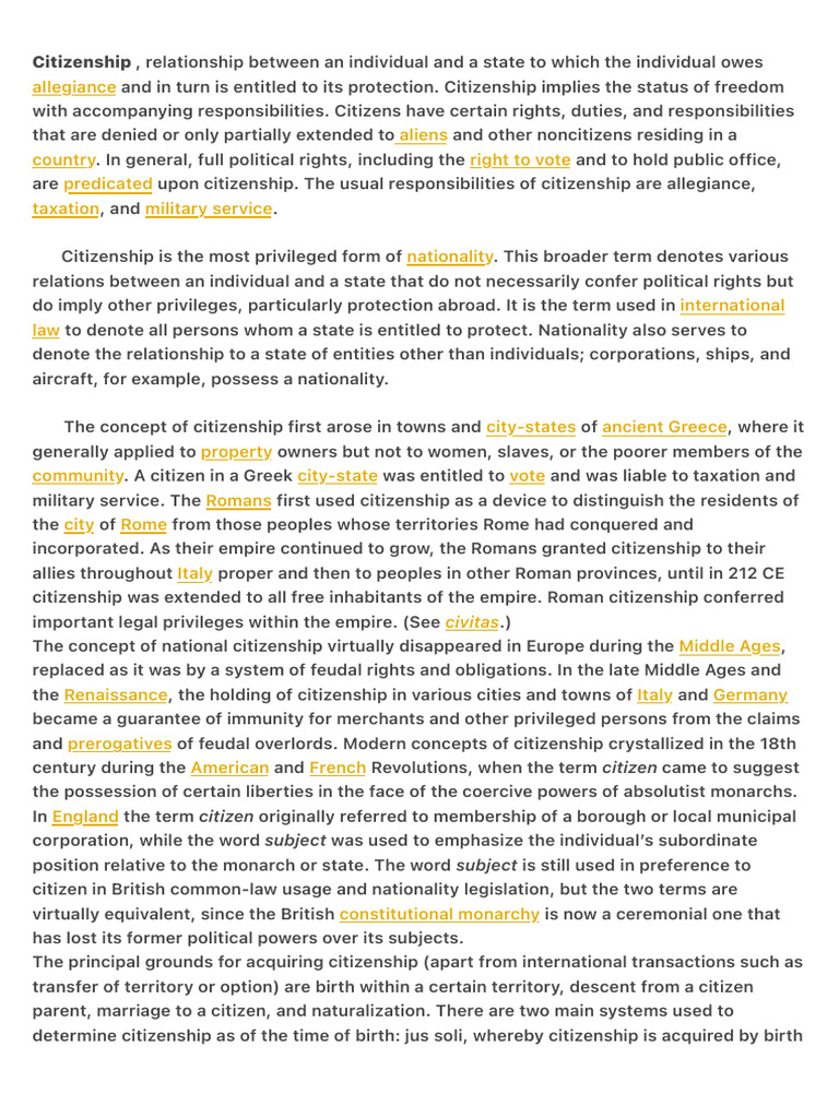 Understanding Citizenship and Its Rights | PDF | Citizenship | Nationality