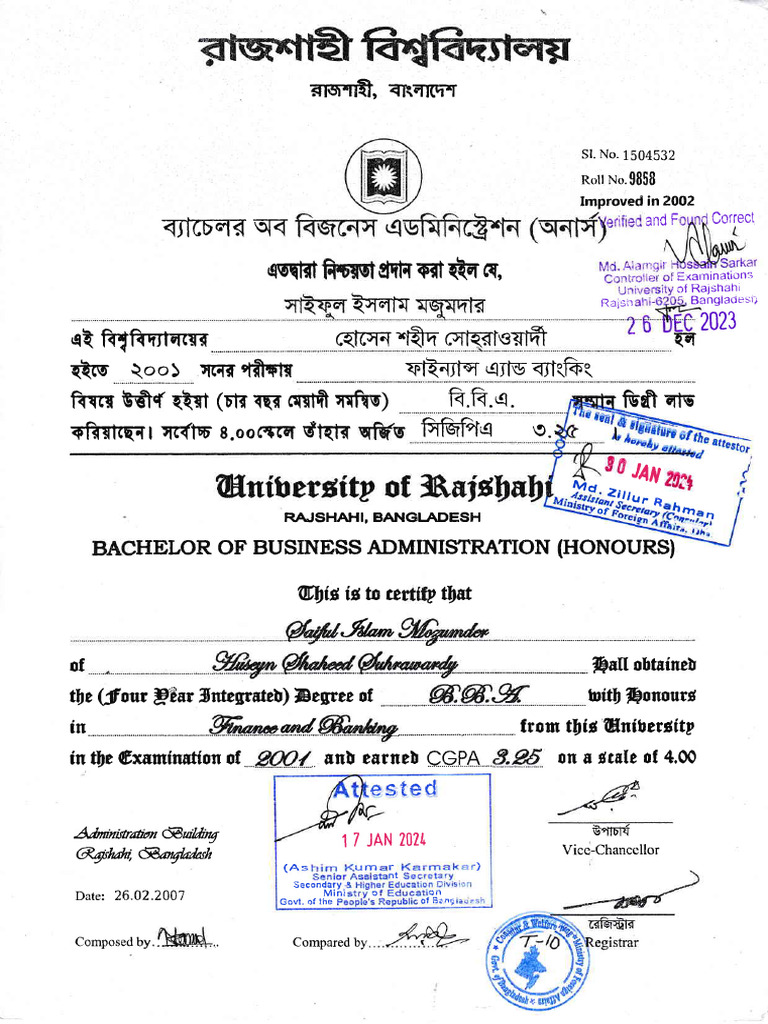 BBA Certificate | PDF