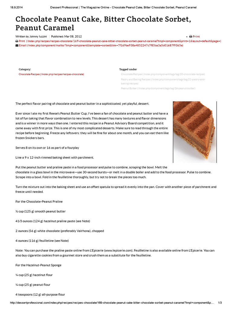 Dessert Professional - The Magazine Online - Chocolate Peanut Cake ...