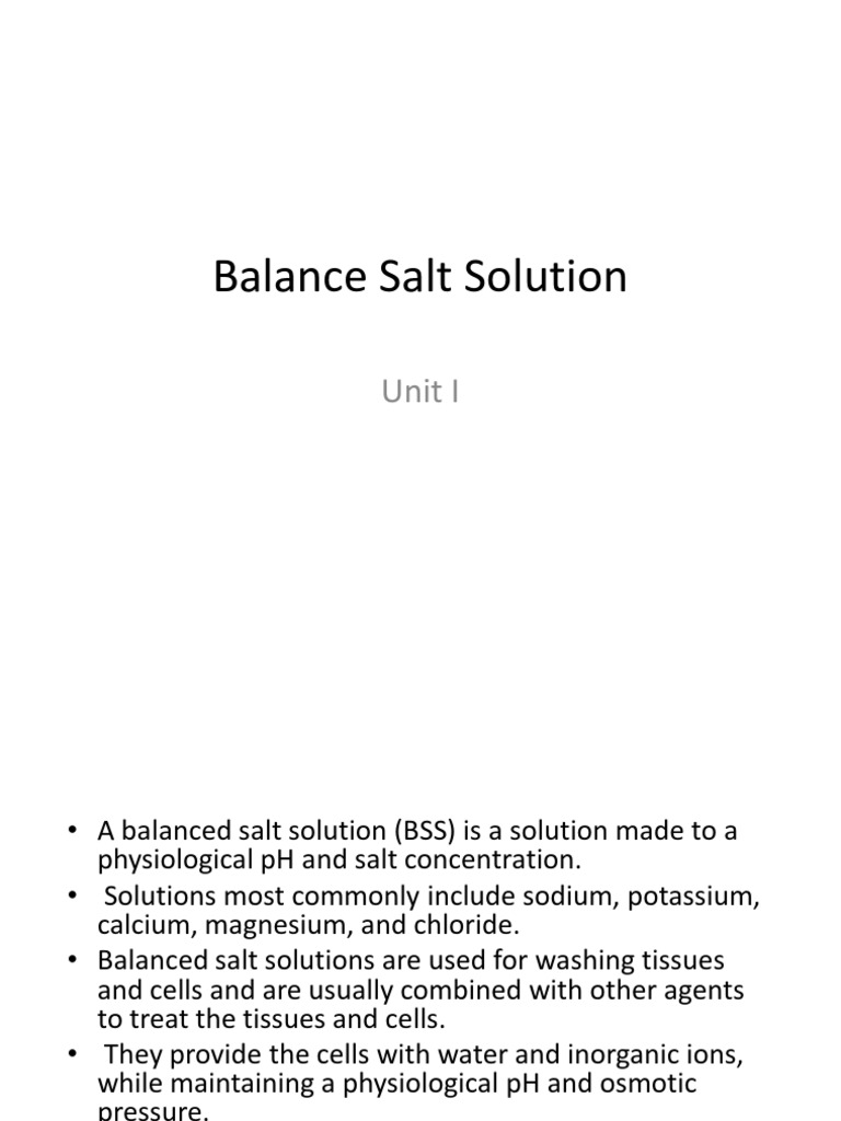 Balance Salt Solution | PDF | Sodium Chloride | Sodium