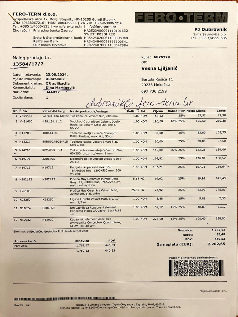 Fero - Term Ponuda Za Vesnu Ljiljanić | PDF