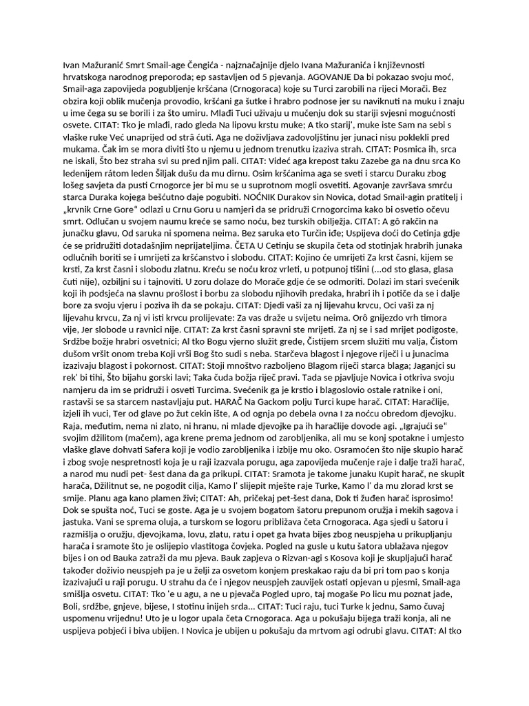 Ivan Mažuranić SMRT Smail Analiza | PDF