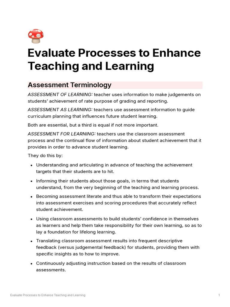 ACU Masters of Secondary Teaching - Evaluate Processes To Enhance ...