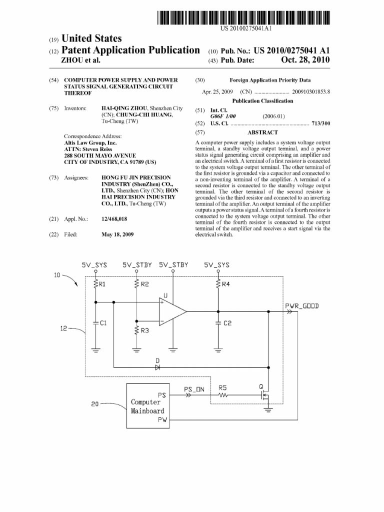 US20100275041A1 | PDF | Amplifier | Power Supply