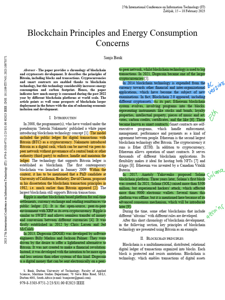 Blockchain Principles and Energy Consumption Concerns | PDF ...