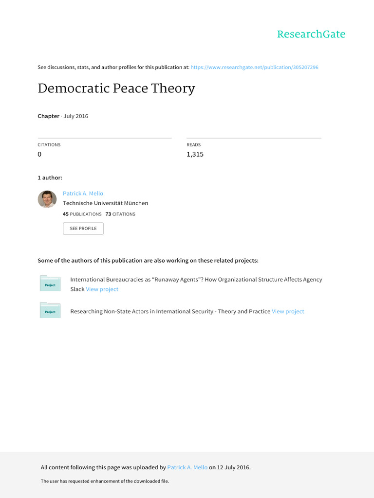 Democratic Peace Theory (Mello 2016) | PDF | Democracy | Political ...