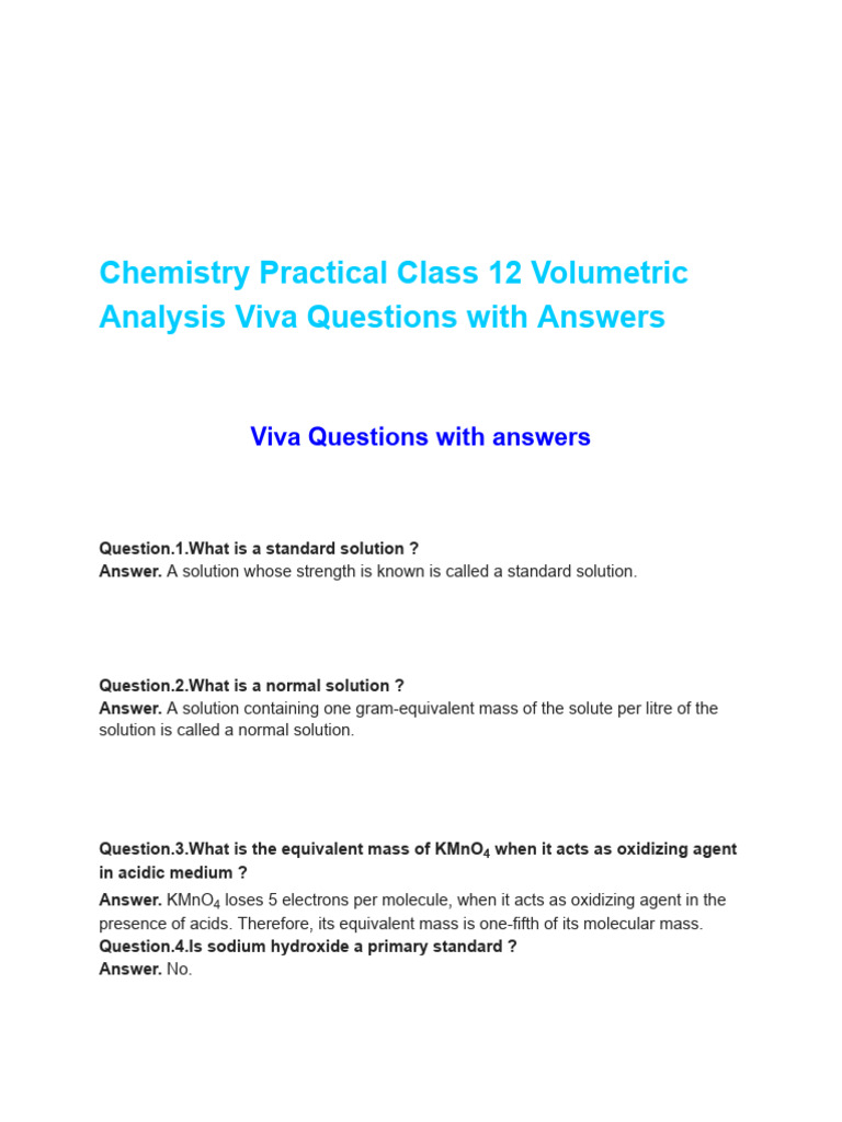 Viva Q-A Chemistry-2 | PDF | Titration | Chemistry