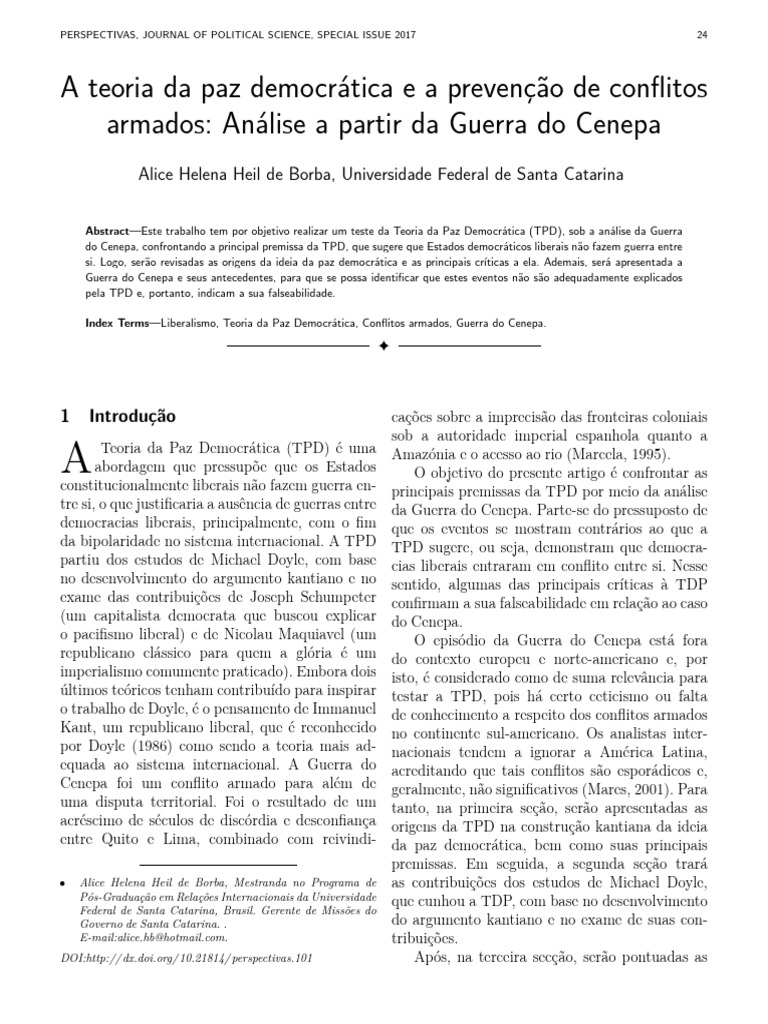 A Teoria Da Paz Democratica e A Prevencao de Confl | PDF | Liberalismo ...