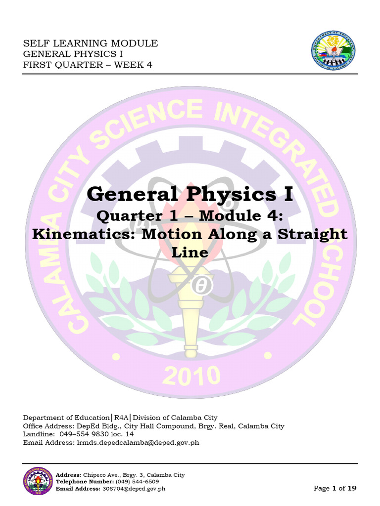 Kinematics - Motion Along A Straight Line | PDF | Acceleration | Velocity