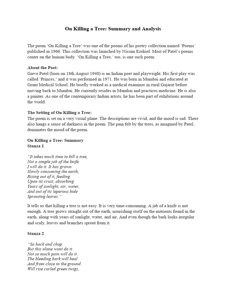 Analysis of "On Killing a Tree" | PDF | Trees
