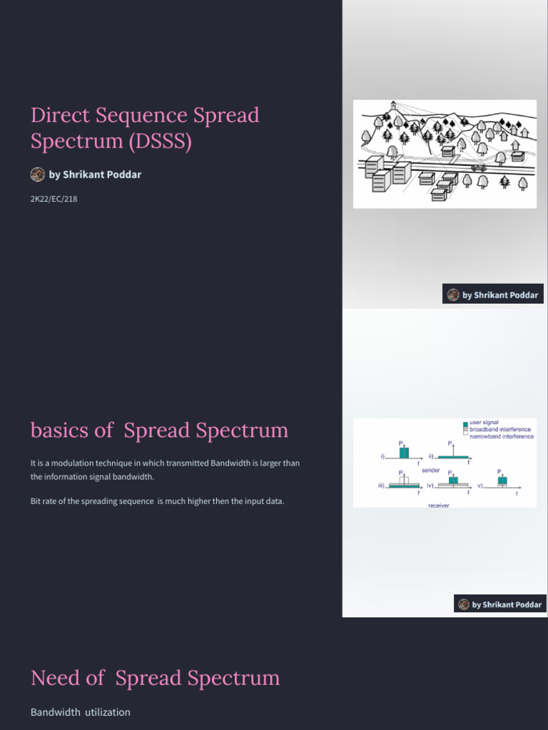 Direct Sequence Spread Spectrum DSSS by Shrikant 2k22EC218 | PDF | Modulation | Channel Access ...