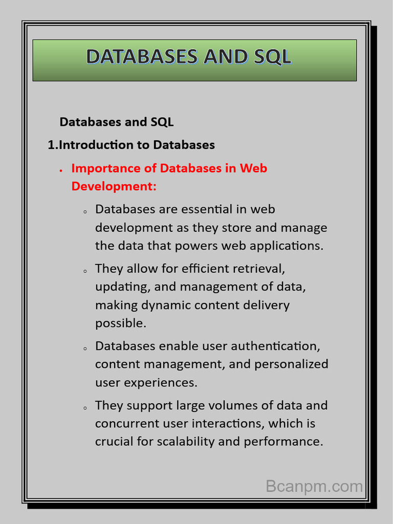 databases and sql | PDF | Databases | Sql databases and sql | PDF | Databases | Sql