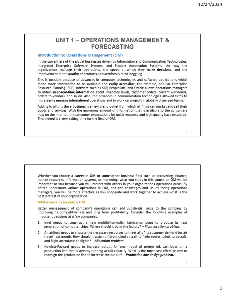 Operation Management | PDF | Forecasting | System
