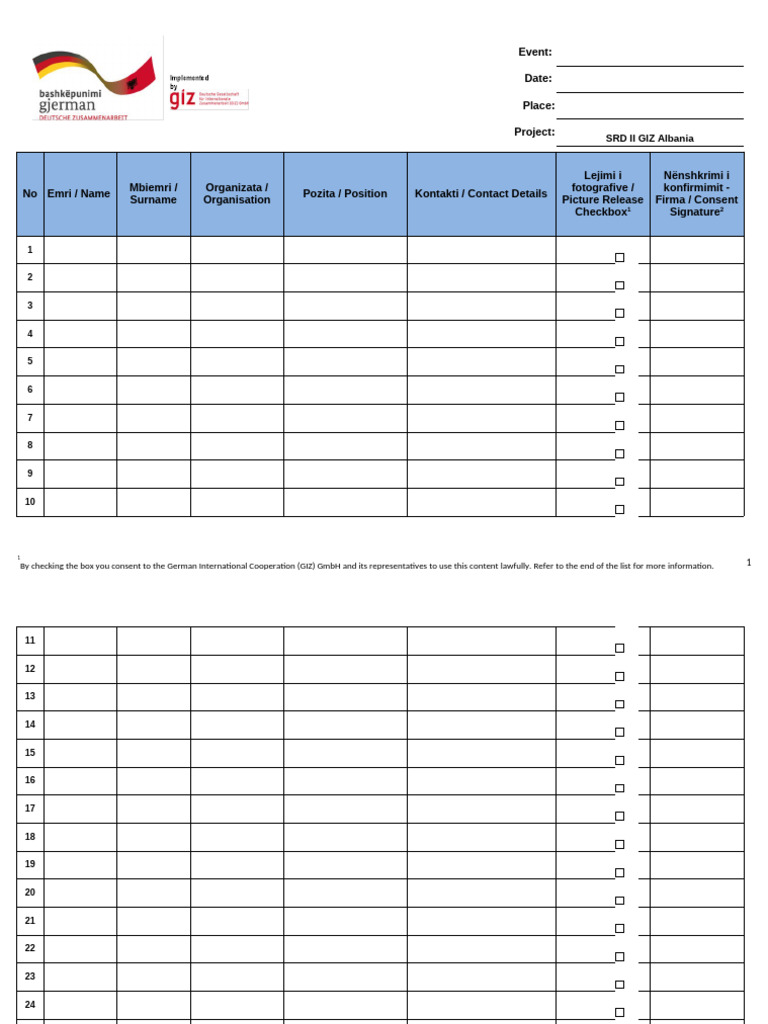 Participants List Template | PDF