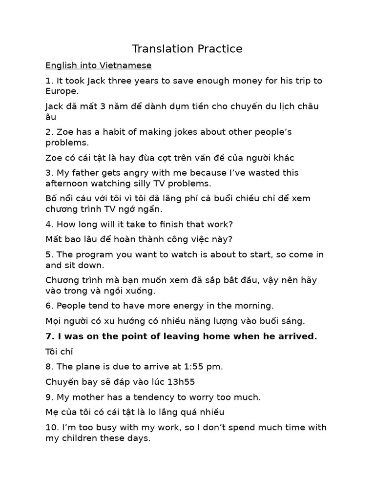 Translation Practice | PDF