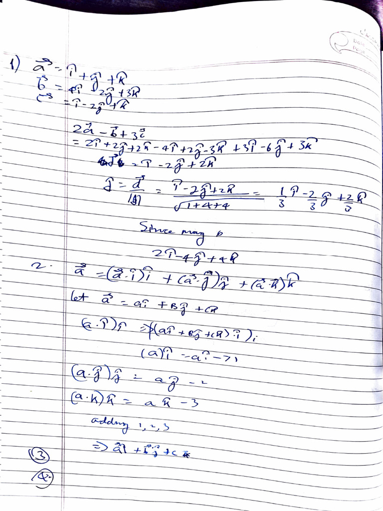 vector algebra work sheet | PDF