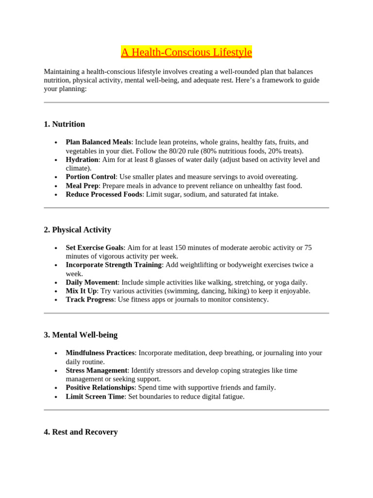 Health-Conscious Lifestyle Guide | PDF