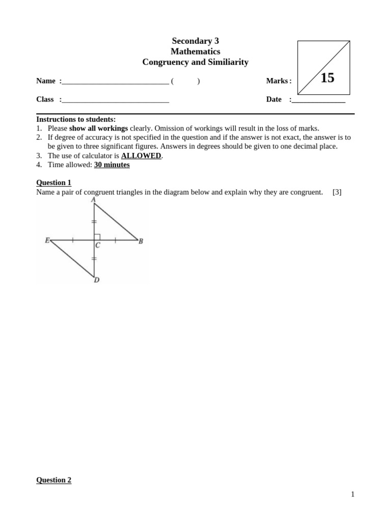 Test - Congruency Similiarity | PDF