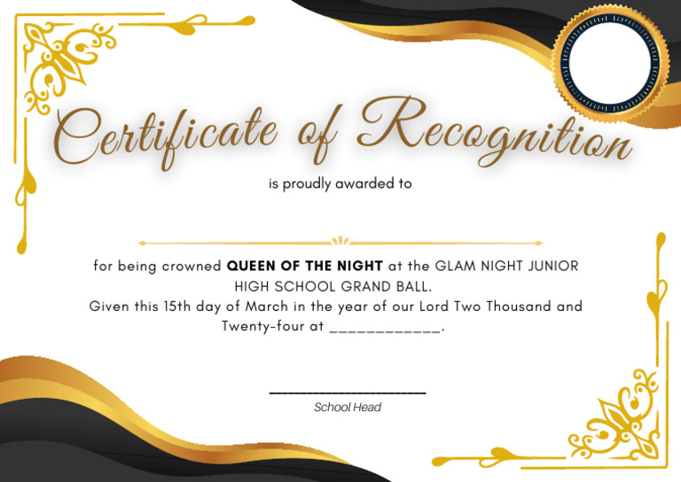 Queen of the Night Award Certificate | PDF