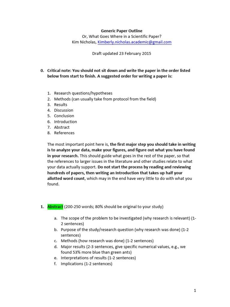 Generic Paper Outline-3 | PDF | Data | Science