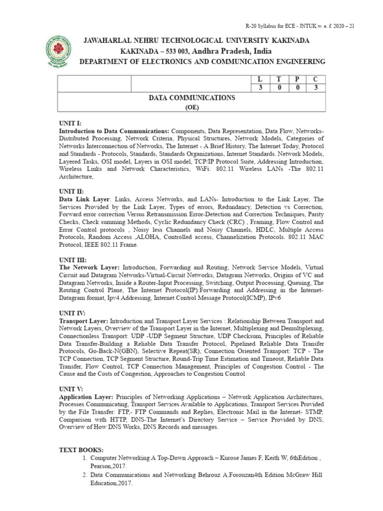 ECE Data Communications Syllabus | PDF | Computer Network ...