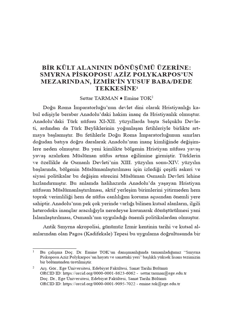 61 Settar TARMAN Emine TOK Bir Kult Alaninin Donusumu Uzerine Smyrna ...