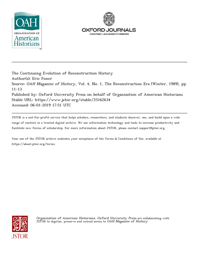 Reconstruction Eric Foner | PDF | Reconstruction Era
