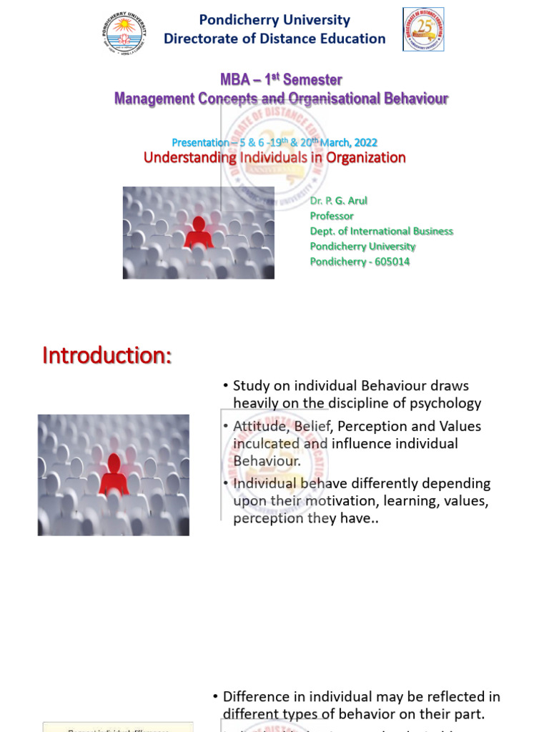 Ob Individual Behavior | PDF | Attitude (Psychology) | Communication