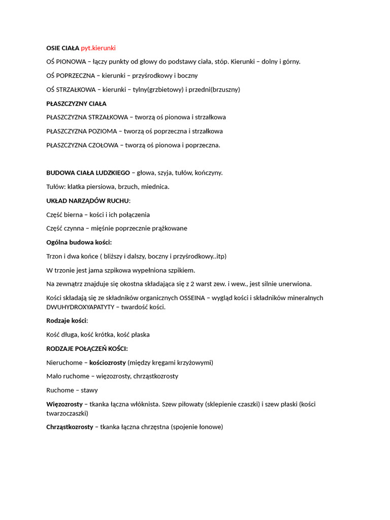 OSIE CIAŁA Pyt | PDF