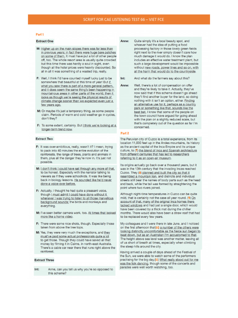 CAE Listening Test 66 Script | PDF