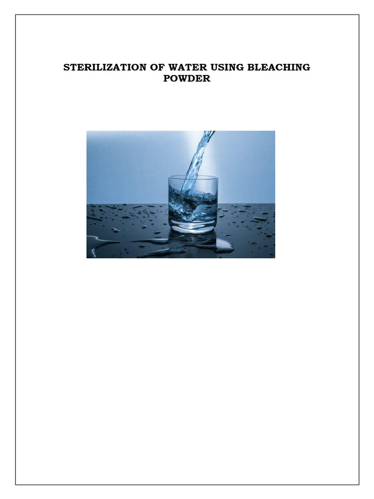 Sterilization of Water Using Bleaching | PDF | Water Purification | Bleach