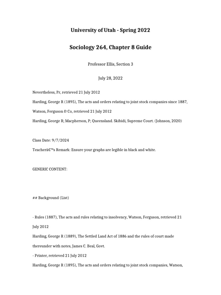Sociology 264 Chapter 8 Guide | PDF