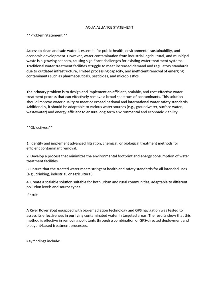 Aqua Alliance Statement | PDF | Water Pollution | Water Treatment