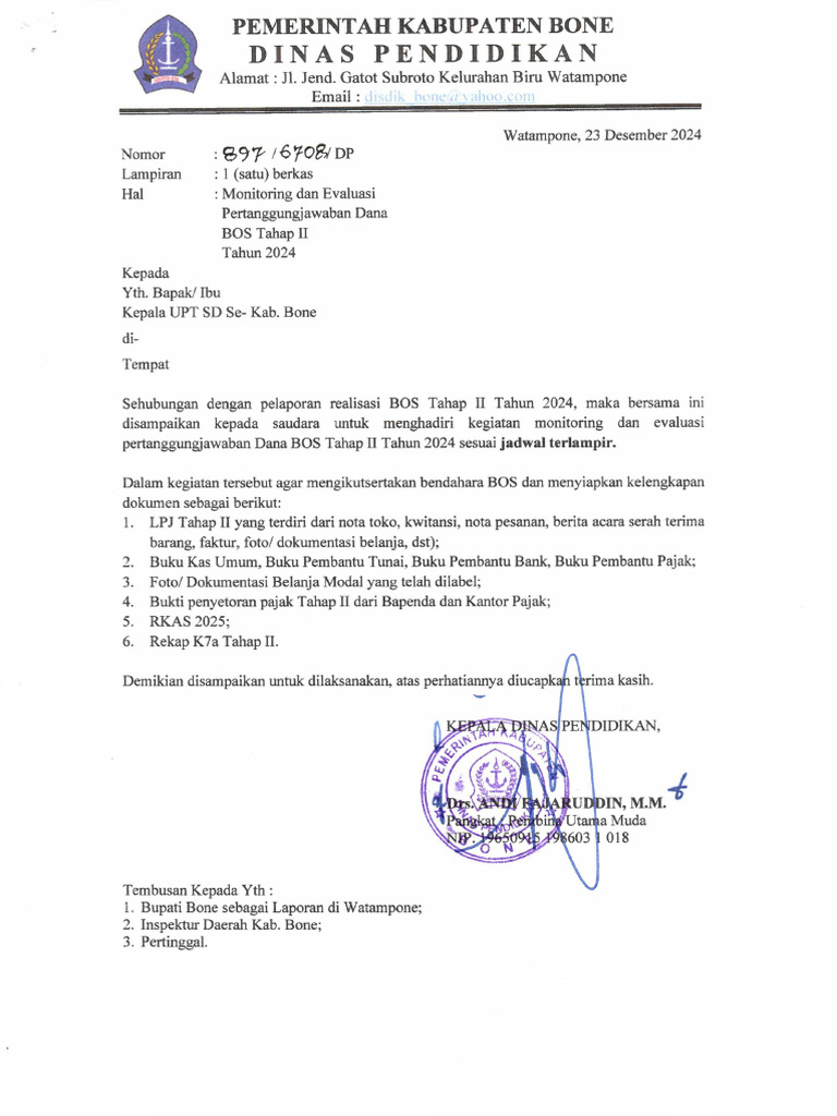 Monitoring Dana Bos SD Tahap II Tahun 2024 | PDF