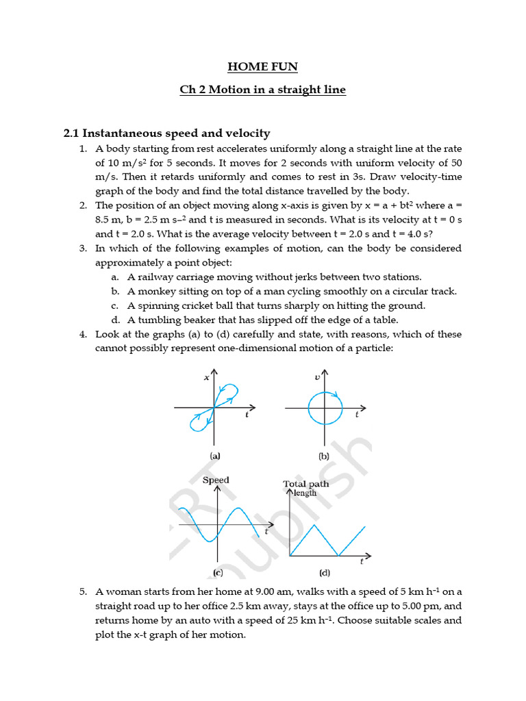 Ch2 Motion in A Straight Line HF | PDF | Acceleration | Speed