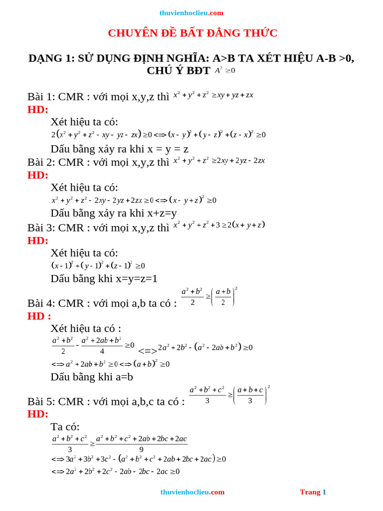 thuvienhoclieu.com-Chuyen-de-Bat-dang-thuc-BDHSG-Toan-8 | PDF
