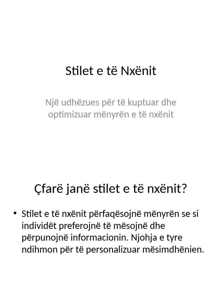 Stilet e Te Nxenit | PDF