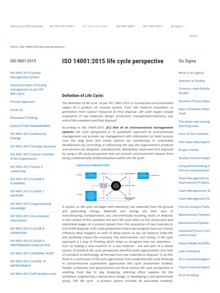 ISO 14001 Life Cycle Perspective Explained | PDF | Life Cycle ...