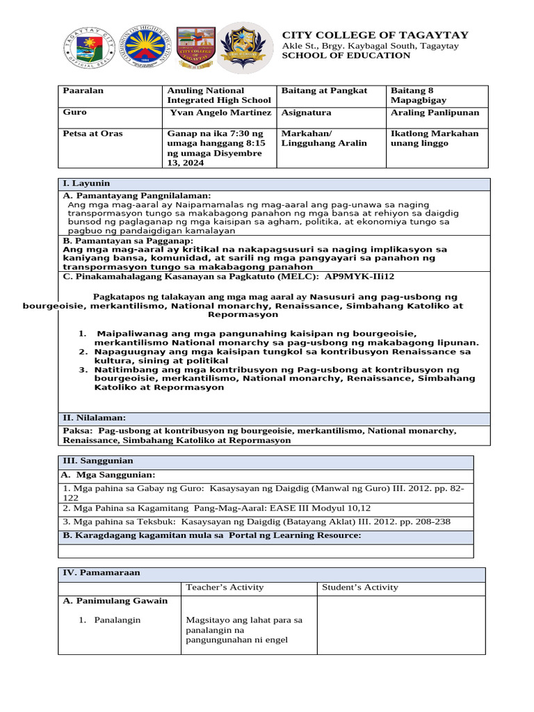 Detailed Lesson Plan | PDF